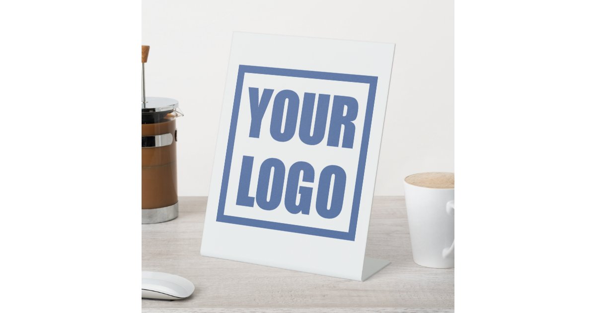 Business Logo Desk Sign White | Zazzle
