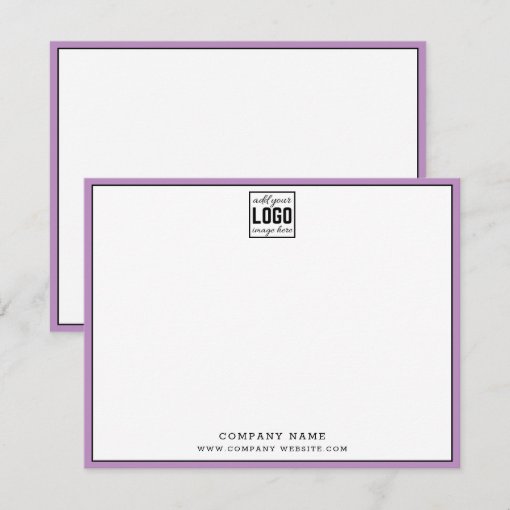 Business Logo Editable Brand Color Purple Border Note Card | Zazzle