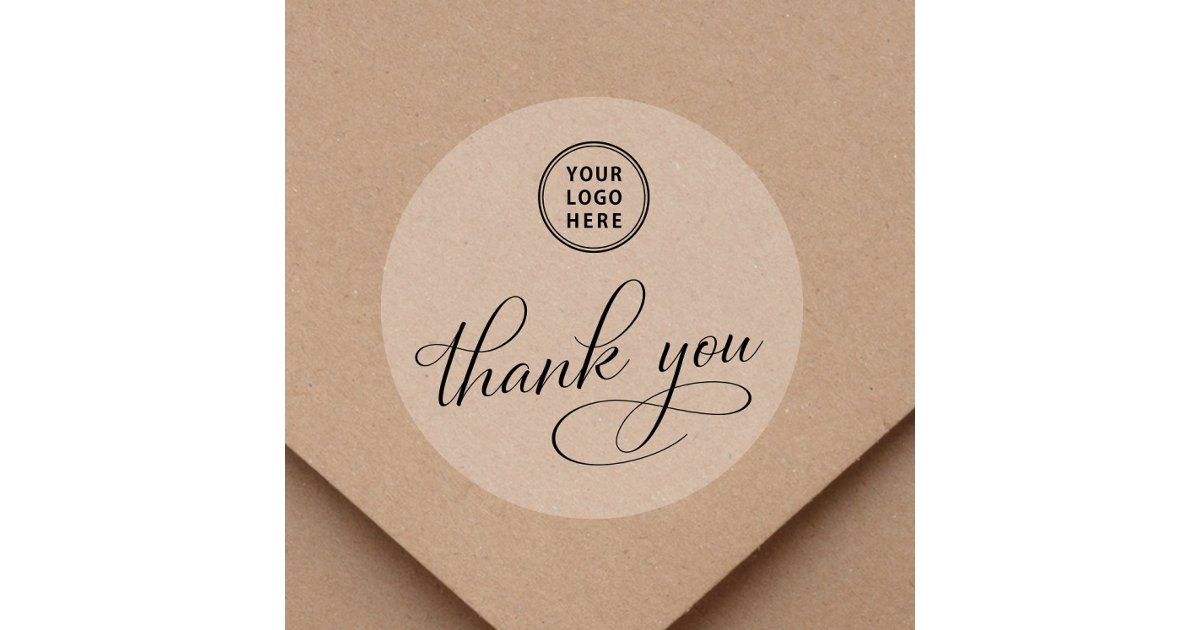 Business Logo Elegant Script Thank You Clear Classic Round Sticker | Zazzle