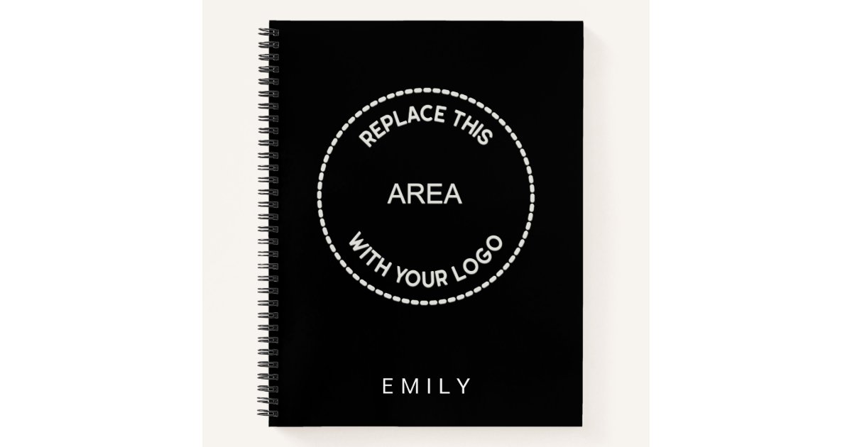 Business Logo Employee Name black Notebook | Zazzle