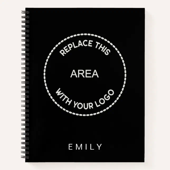 Business Logo Employee Name black Notebook | Zazzle