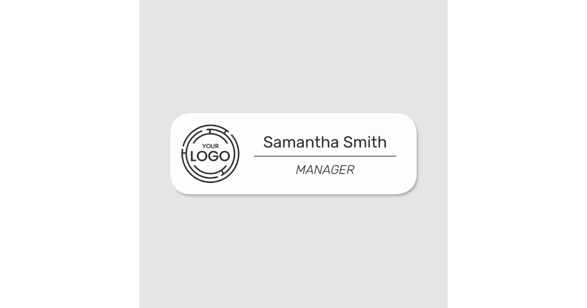 Business Logo Employee Name Tag | Zazzle