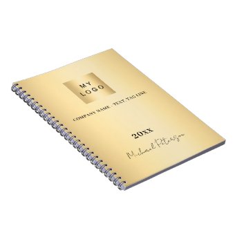 Business logo gold elegant name script notebook | Zazzle