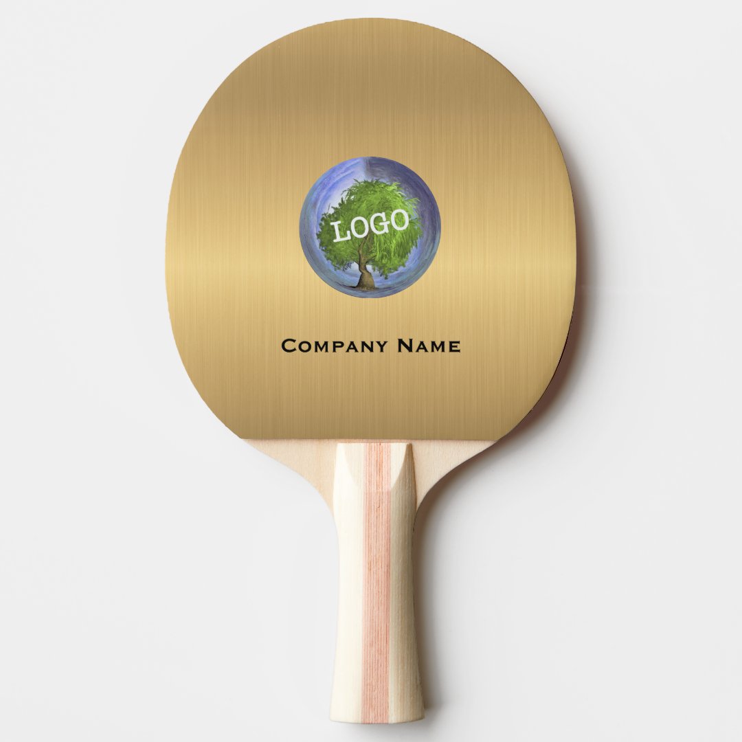 Business Logo Gold Ping Pong Paddle | Zazzle