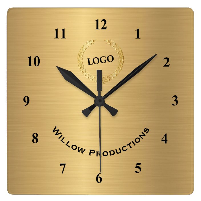 Business Logo Gold Square Wall Clock | Zazzle.com