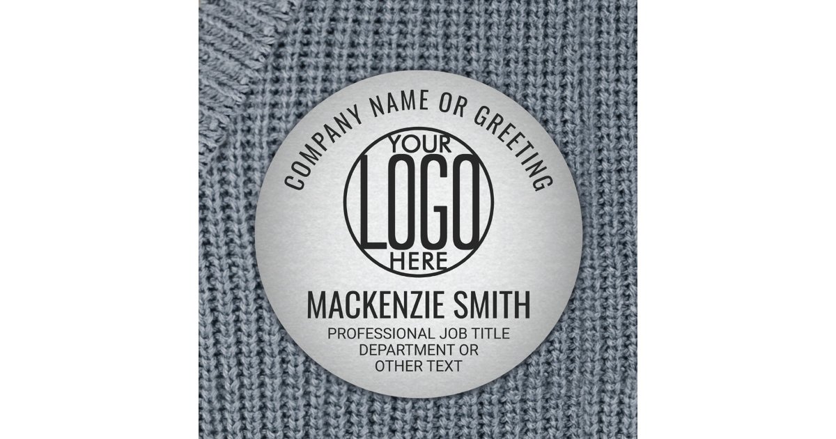 Business Logo Gray Color Printed Plastic Employee Name Tag | Zazzle