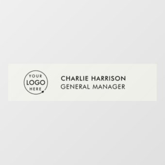 Business Logo | Gray Employee Staff Nameplate Wall Decal | Zazzle