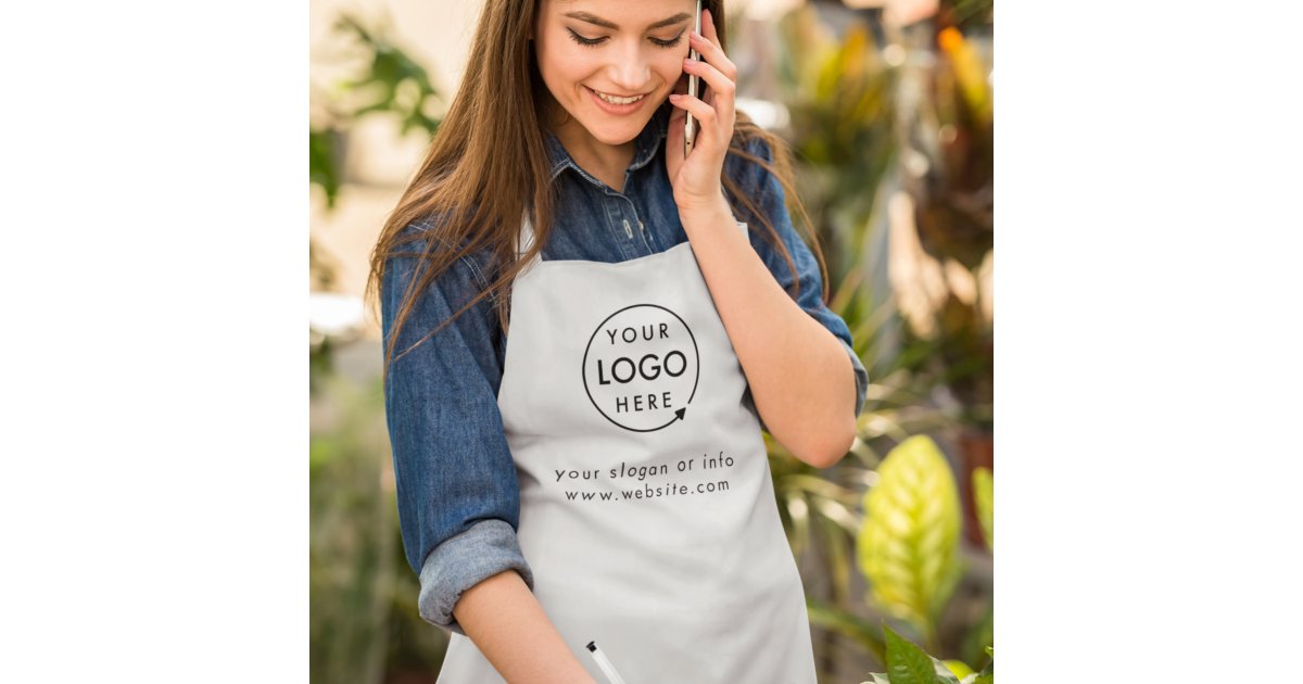 Business Logo | Gray Professional Minimal Employee Apron | Zazzle