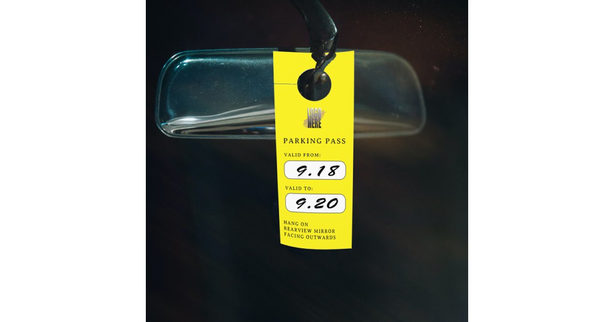 Business Logo Guest Parking Pass Hang on Mirror Door Hanger | Zazzle