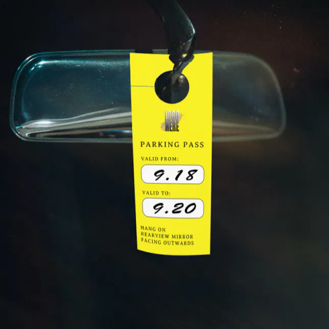 Business Logo Guest Parking Pass Hang on Mirror Door Hanger | Zazzle