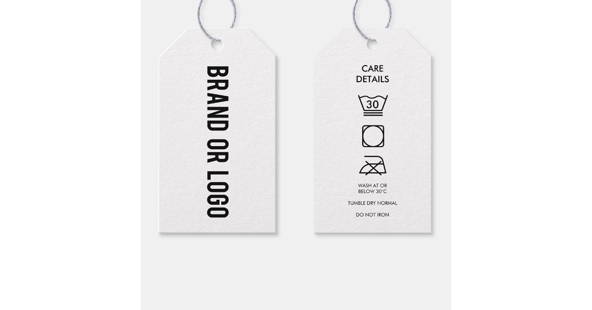 Business Logo Hang Tag Clothing Swing Care Details | Zazzle