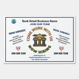 Business Logo Help Wanted Hiring Custom Sign | Zazzle