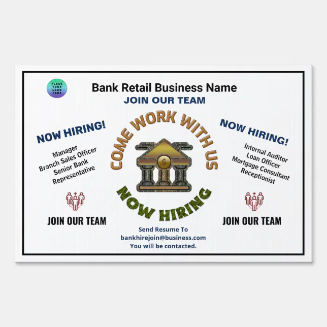 Business Logo Help Wanted Hiring Custom Sign | Zazzle