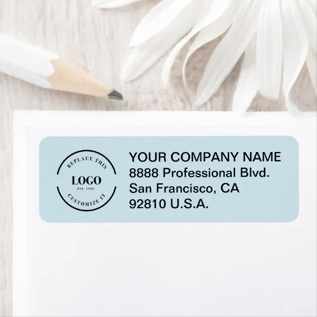 Business logo here Custom Corporate Blue Label | Zazzle