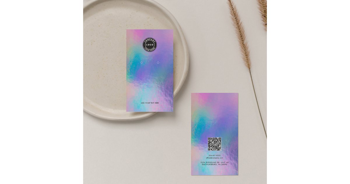 Business Logo Holographic QR Code Earring Display | Zazzle