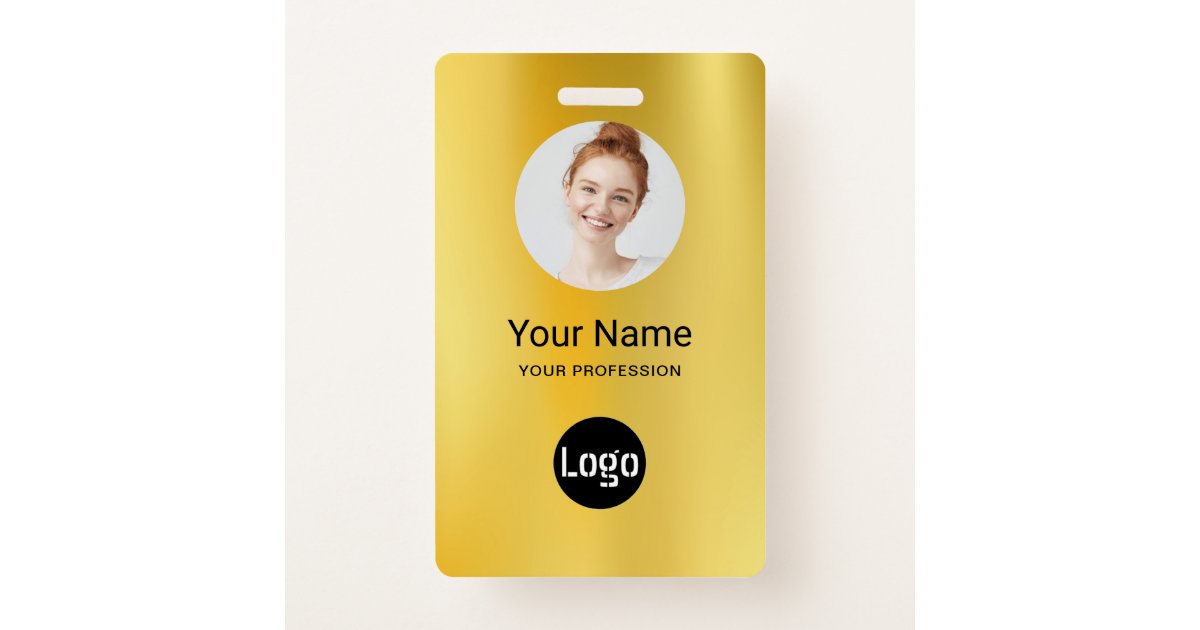 Business Logo ID | Modern Gold Employee Staff ID Badge | Zazzle