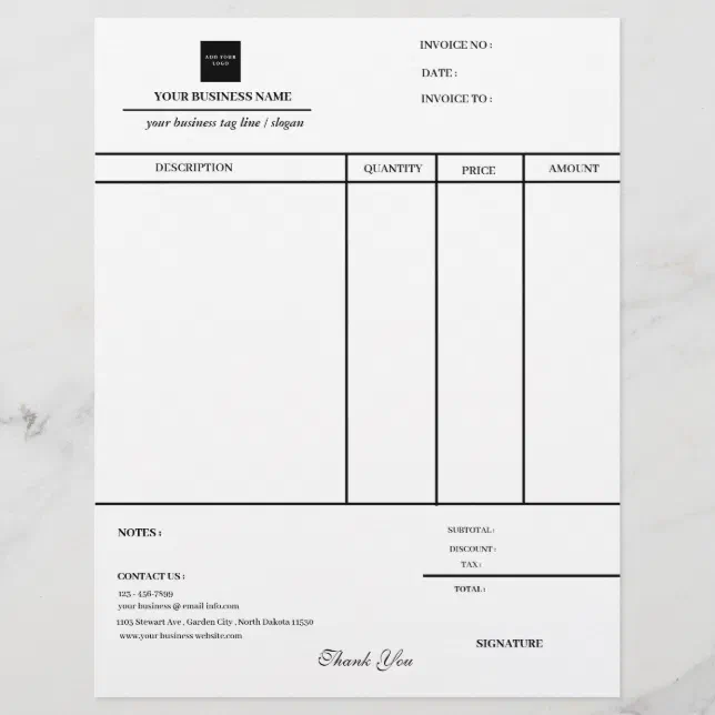 Business Logo Invoice Letterhead | Zazzle