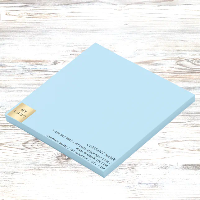 Business logo light blue post-it notes | Zazzle