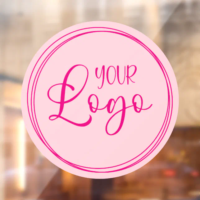 Business Logo Light Pink Circle Window Cling | Zazzle