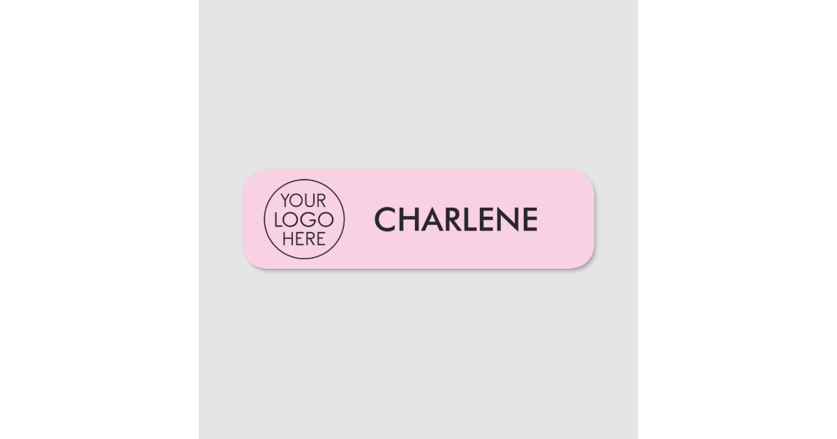 Business Logo | Light Pink Employee Name Tag | Zazzle