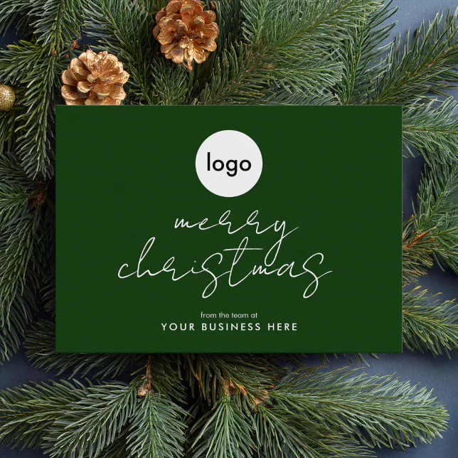 Business Logo Merry Christmas Holiday Card | Zazzle