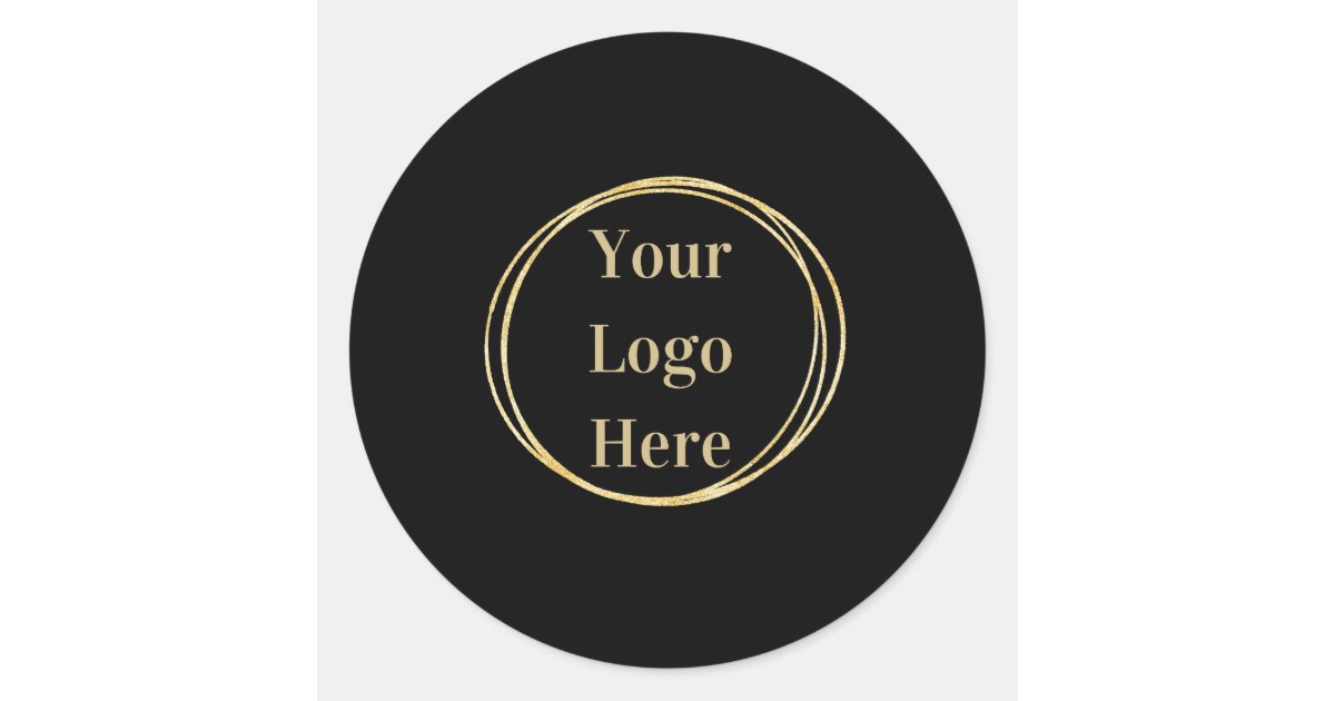 Business Logo Minimal Black Classic Round Sticker | Zazzle