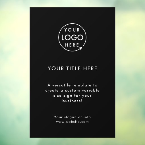 Business Logo | Minimal Black Stylish Promotional Window Cling | Zazzle