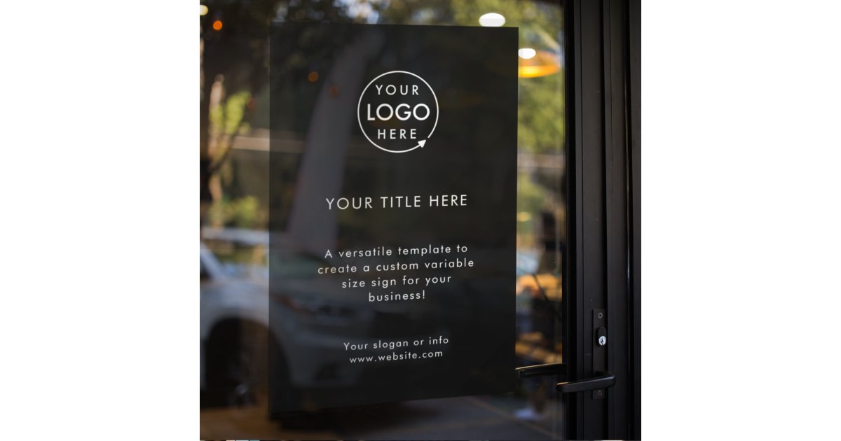 Business Logo | Minimal Black Stylish Promotional Window Cling | Zazzle