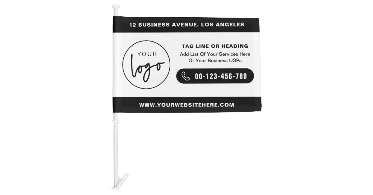 Business Logo Minimal Promotional Bumper Company Car Flag | Zazzle
