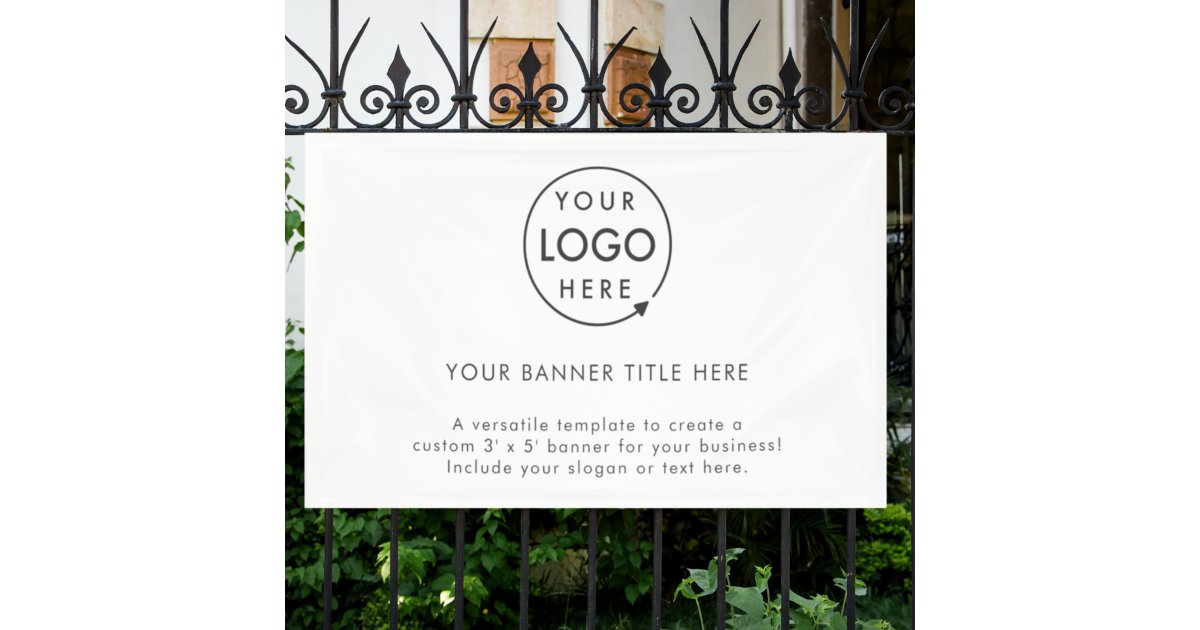 Business Logo | Minimalist Clean Simple White 5' Banner | Zazzle