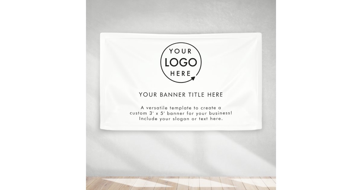 Business Logo | Minimalist Clean Simple White 5' Banner | Zazzle