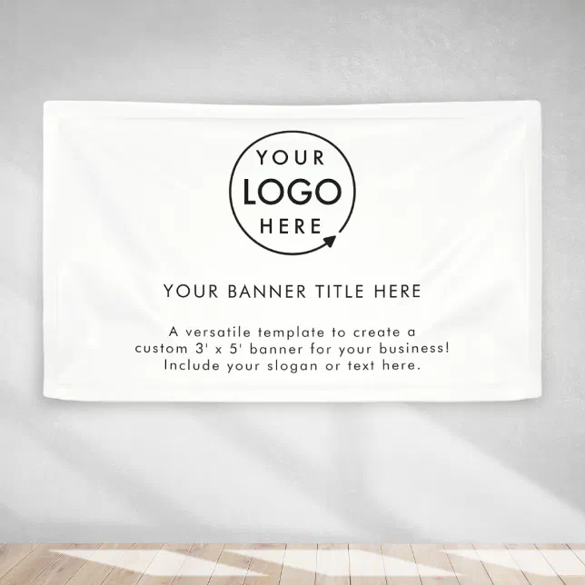 Business Logo | Minimalist Clean Simple White 5' Banner | Zazzle