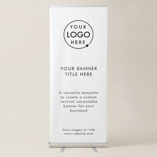 Business Logo | Minimalist Clean Simple White Retractable Banner | Zazzle