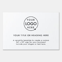 Business Logo | Minimalist Clean Simple White Yard Sign | Zazzle