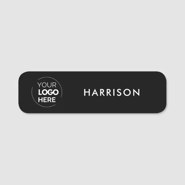 Business Logo | Minimalist Employee Staff Name Tag | Zazzle