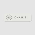 Business Logo | Minimalist Gray Employee Staff Name Tag | Zazzle