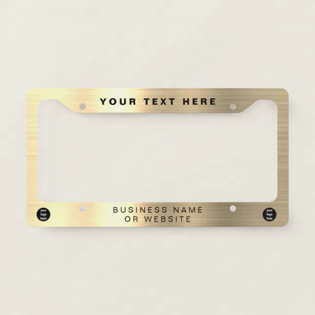 Business Logo Minimalist Professional Gold License Plate Frame | Zazzle