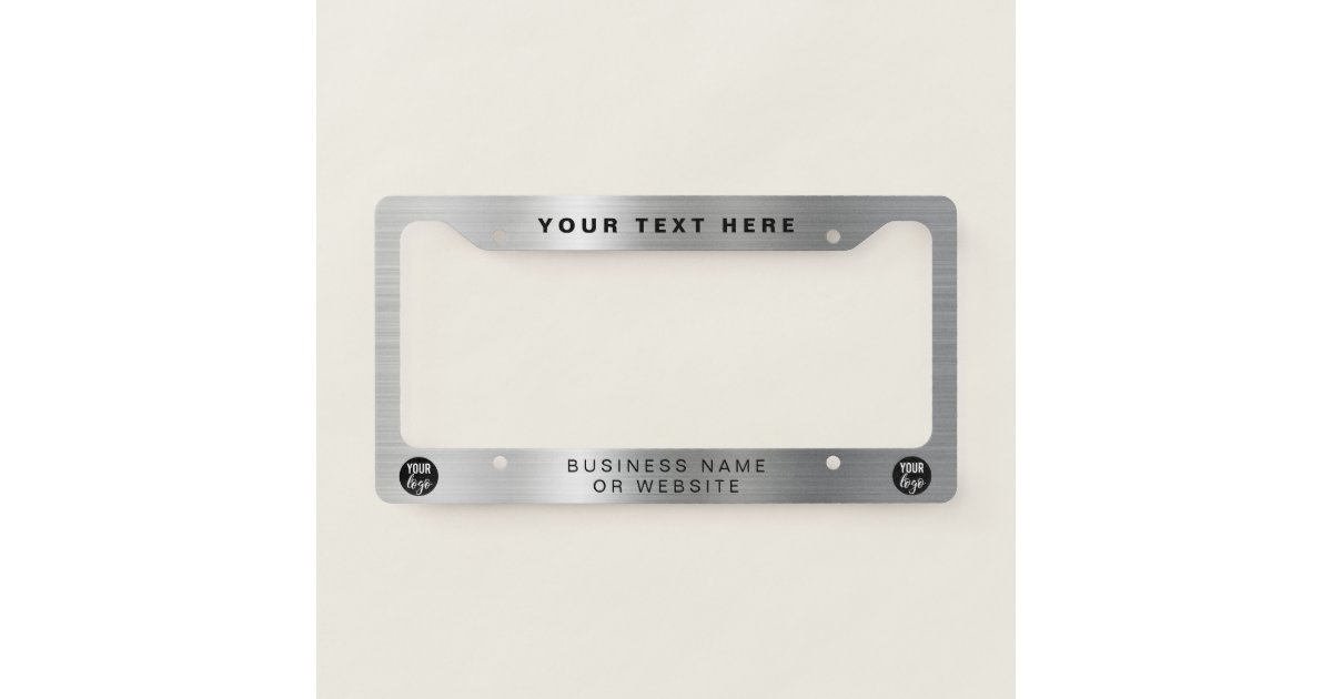 Business Logo Minimalist Professional Silver License Plate Frame | Zazzle
