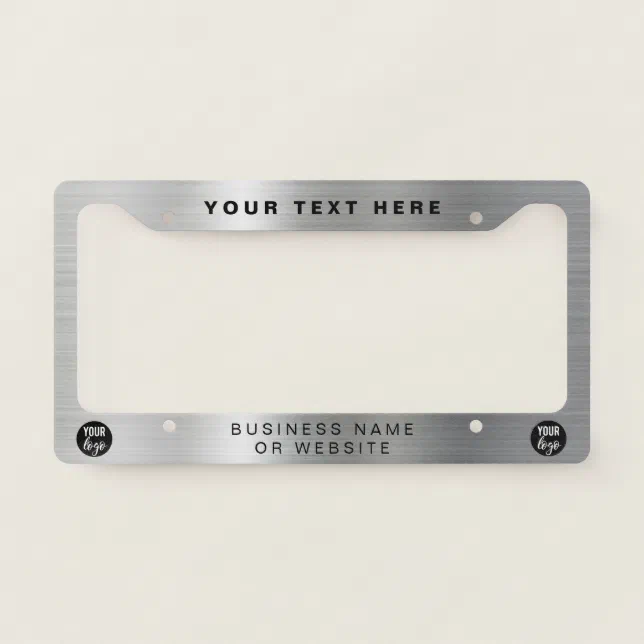 Business Logo Minimalist Professional Silver License Plate Frame | Zazzle