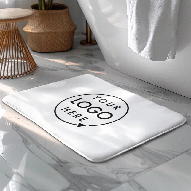 Business Logo Minimalist Professional White Bath Mat | Zazzle