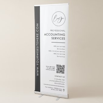 Business Logo Minimalist QR Code Promotional Retractable Banner | Zazzle