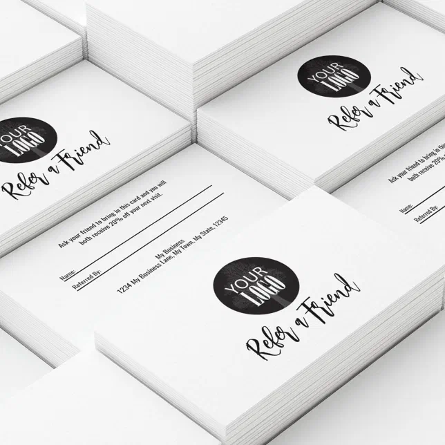 Business Logo Minimalist Referral Card | Zazzle