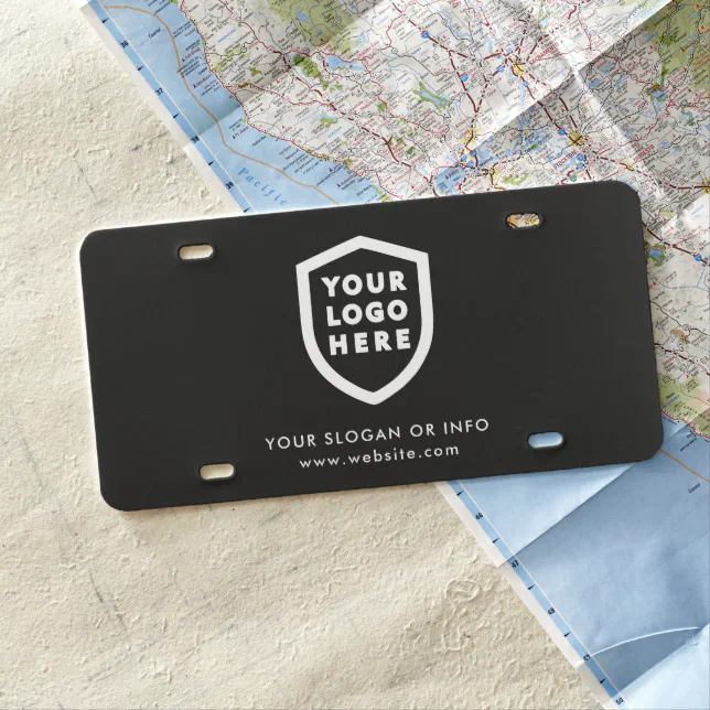 Business Logo | Minimalist Simple Clean Black License Plate | Zazzle