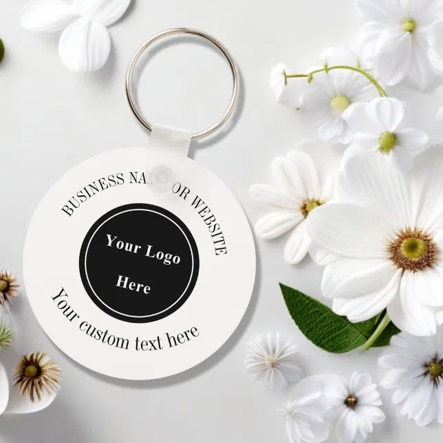 Business Logo MinimalistSimple White Professional Keychain | Zazzle