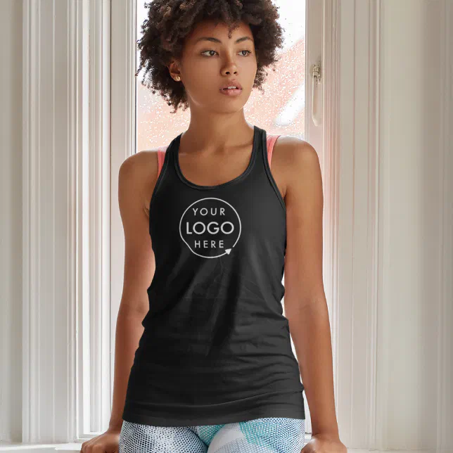 Business Logo | Modern Black Employee Workwear Tank Top | Zazzle