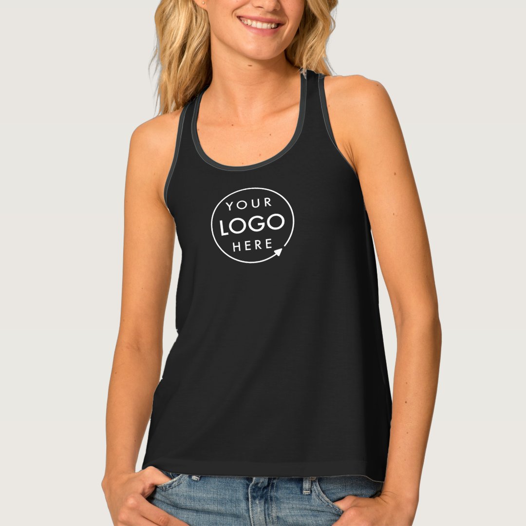 Business Logo | Modern Black Employee Workwear Tank Top | Zazzle