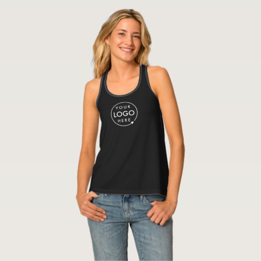 Business Logo | Modern Black Employee Workwear Tank Top | Zazzle