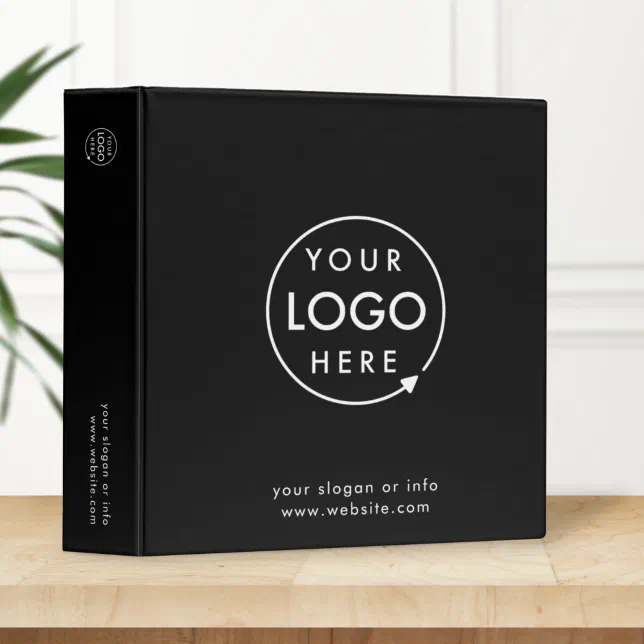Business Logo | Modern Black Stylish Professional 3 Ring Binder | Zazzle
