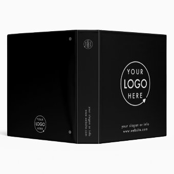 Business Logo | Modern Black Stylish Professional 3 Ring Binder | Zazzle