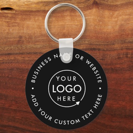 Business Logo | Modern Black Stylish Professional Keychain | Zazzle